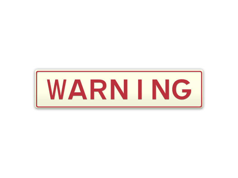 WARNING (Danger) Number Plates For Sale, WA - MrPlates