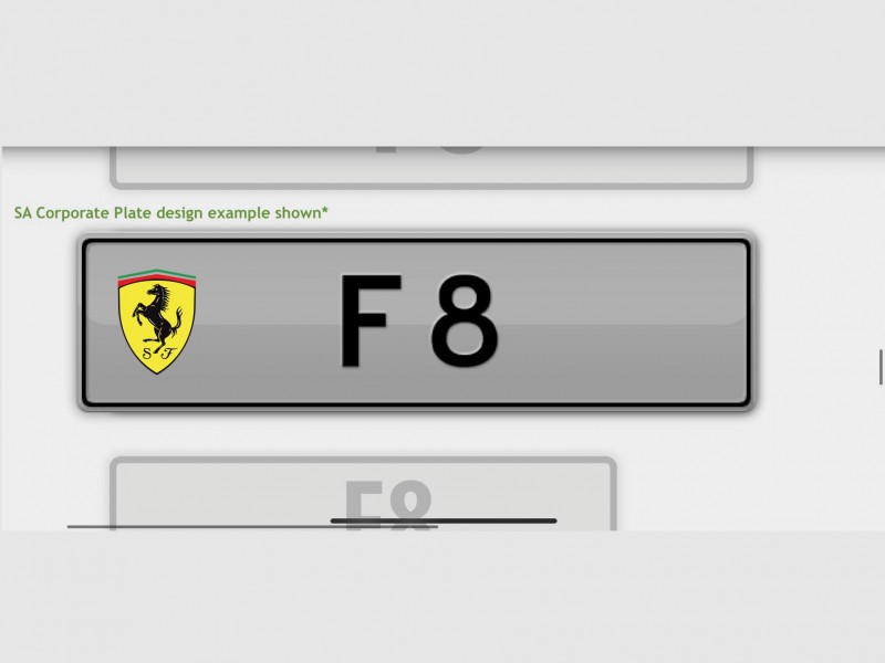 F8 (Ferrari F8) Number Plates For Sale, SA - MrPlates