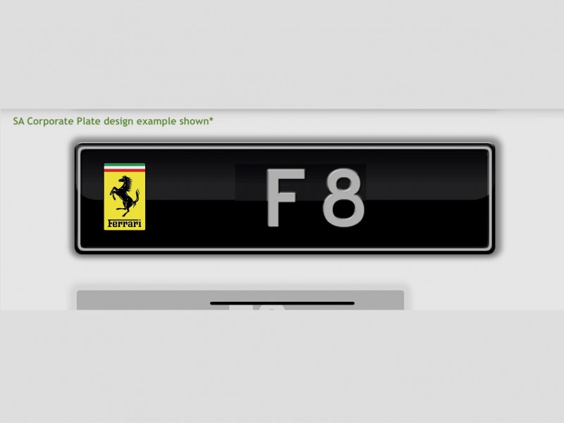 F8 (Ferrari F8) Number Plates For Sale, SA - MrPlates