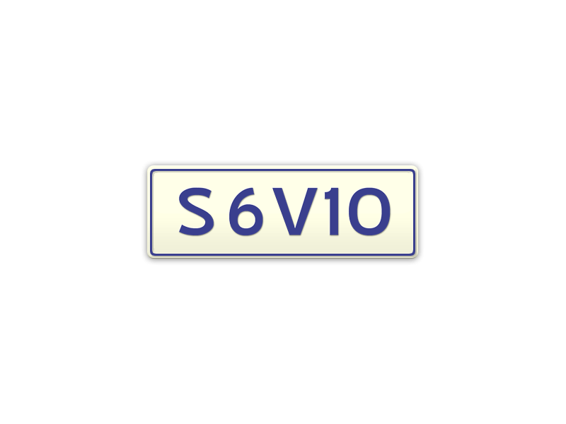 S6V10 (Audi S6 10 Cylinder) Number Plates For Sale, NSW - MrPlates