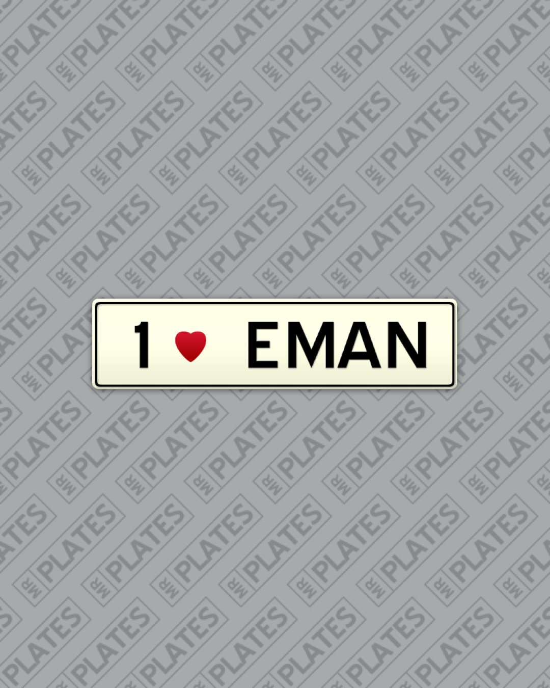 1 EMAN (I LOVE EMAN) Number Plates For Sale, VIC - MrPlates
