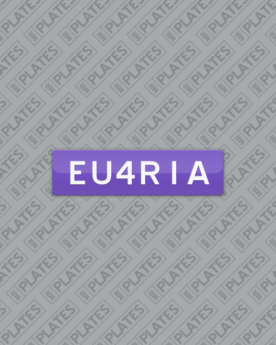 EU4RIA (Euphoria) Number Plates For Sale, WA - MrPlates