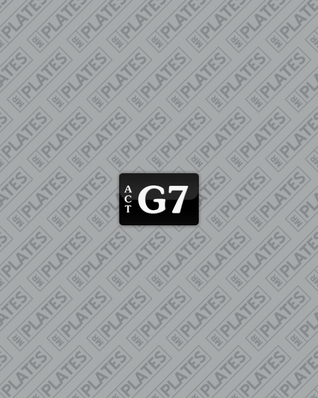 G7 Number Plates For Sale, ACT - MrPlates