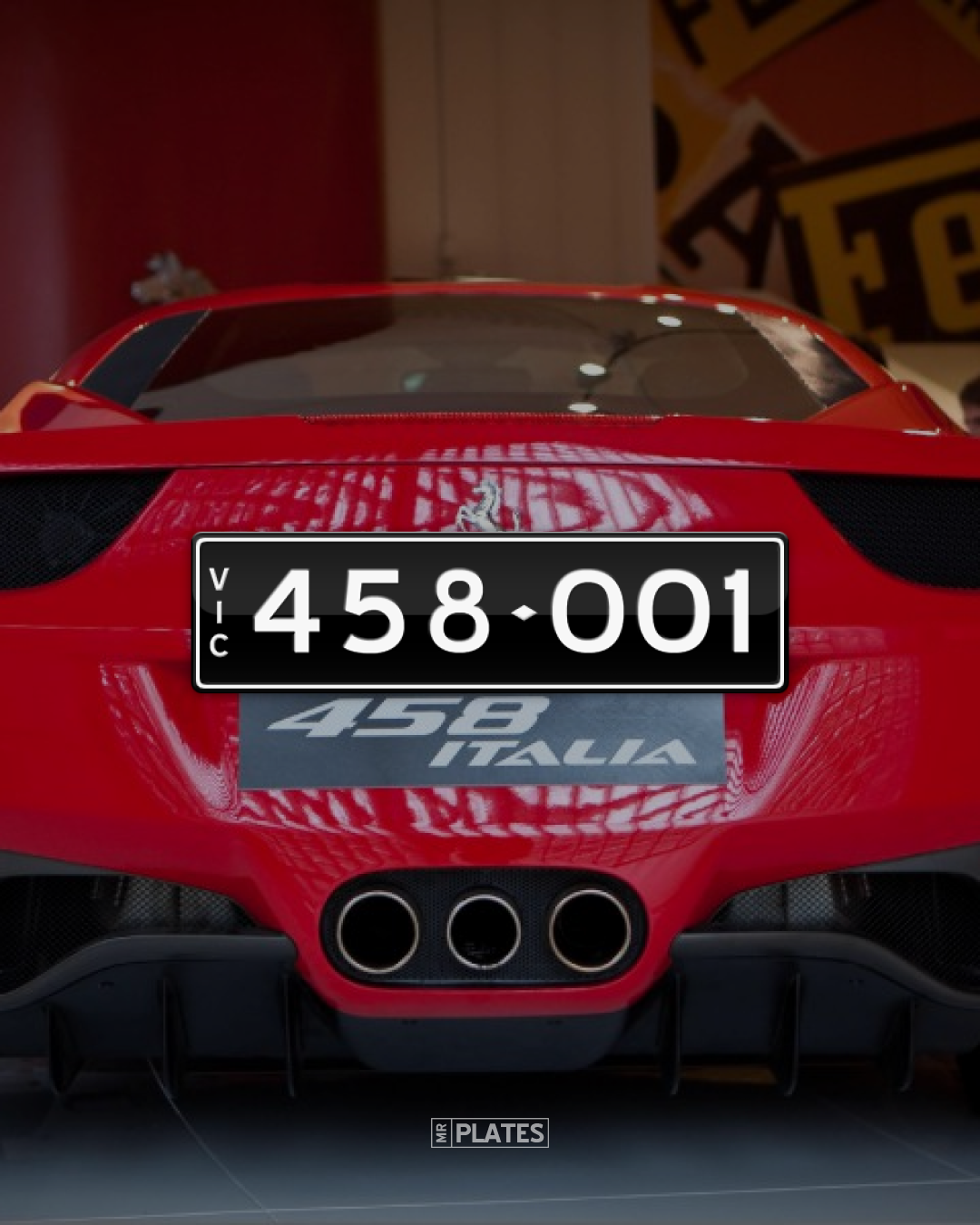 458·001 (Ferrari 458) Number Plates For Sale, VIC - MrPlates