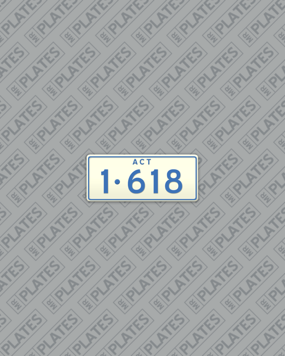 1·618 (1 618) Number Plates For Sale, ACT - MrPlates