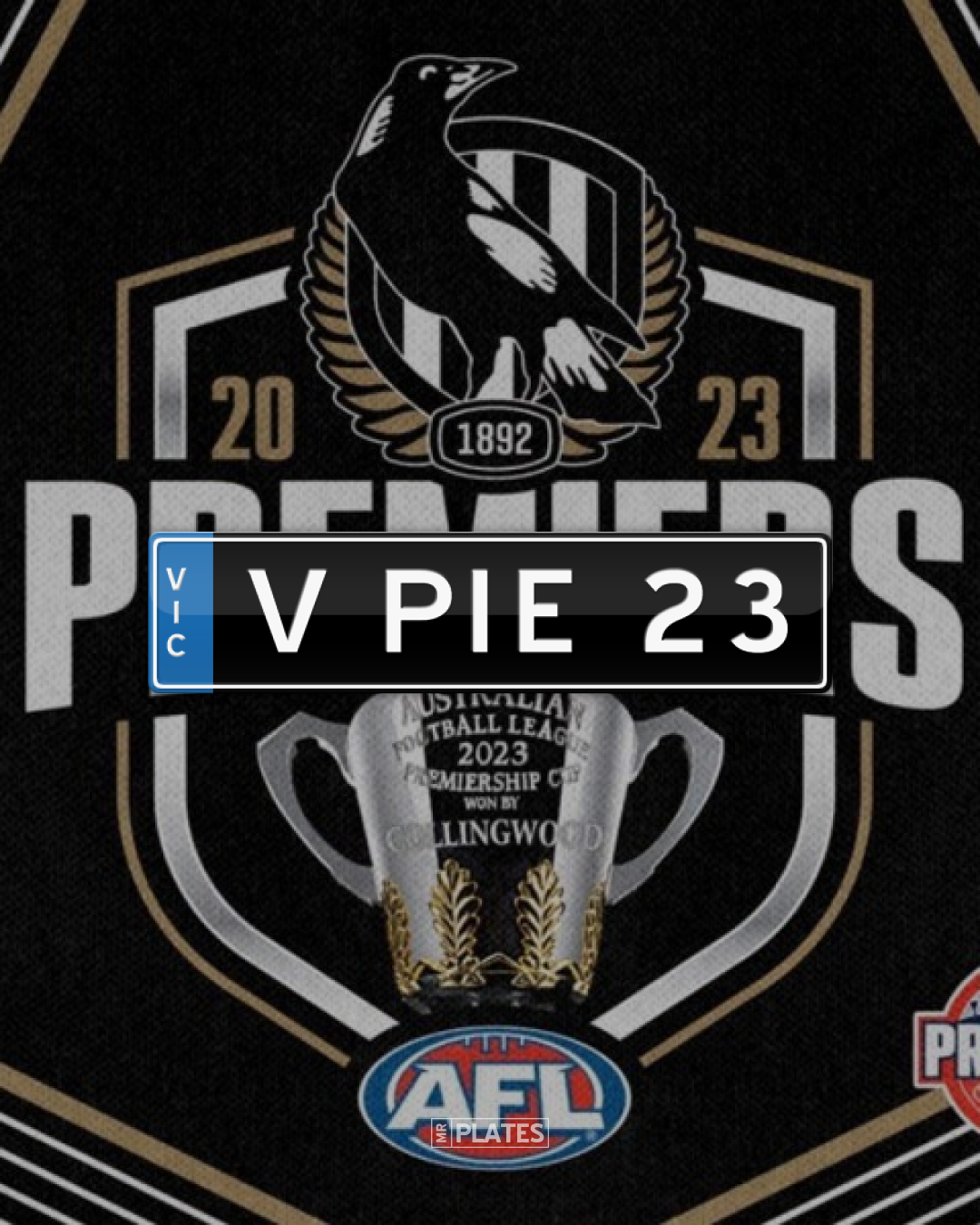 V PIE 23 (AFL PREMIERS 2023) Number Plates For Sale, VIC - MrPlates