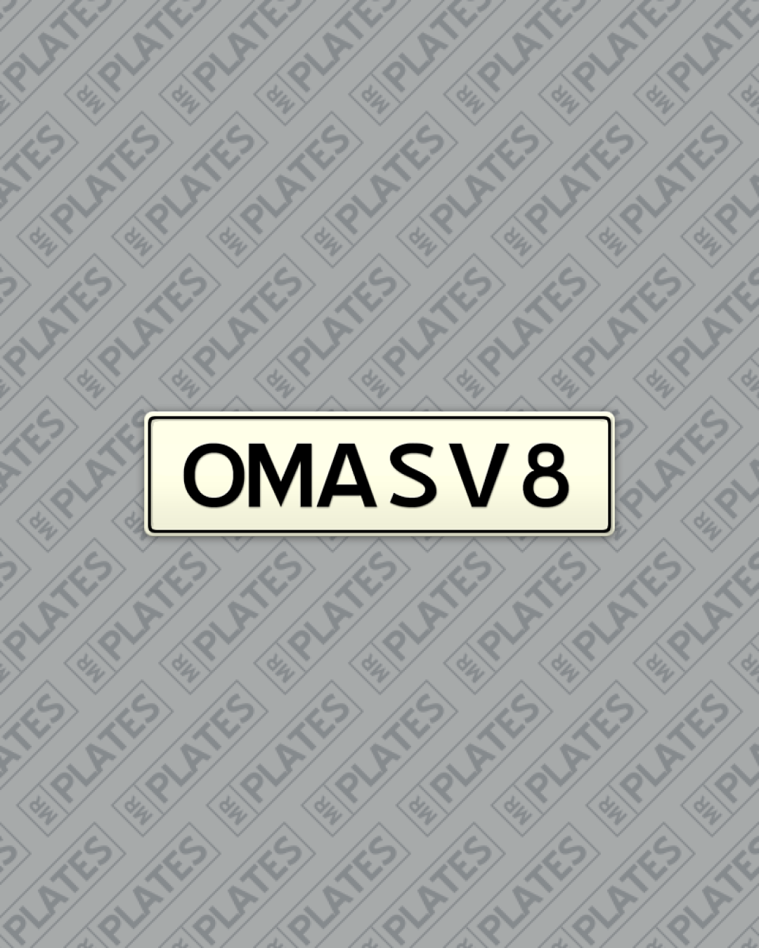 OMASV8 (Omas V8 (Oma=Grandma) Number Plates For Sale - MrPlates