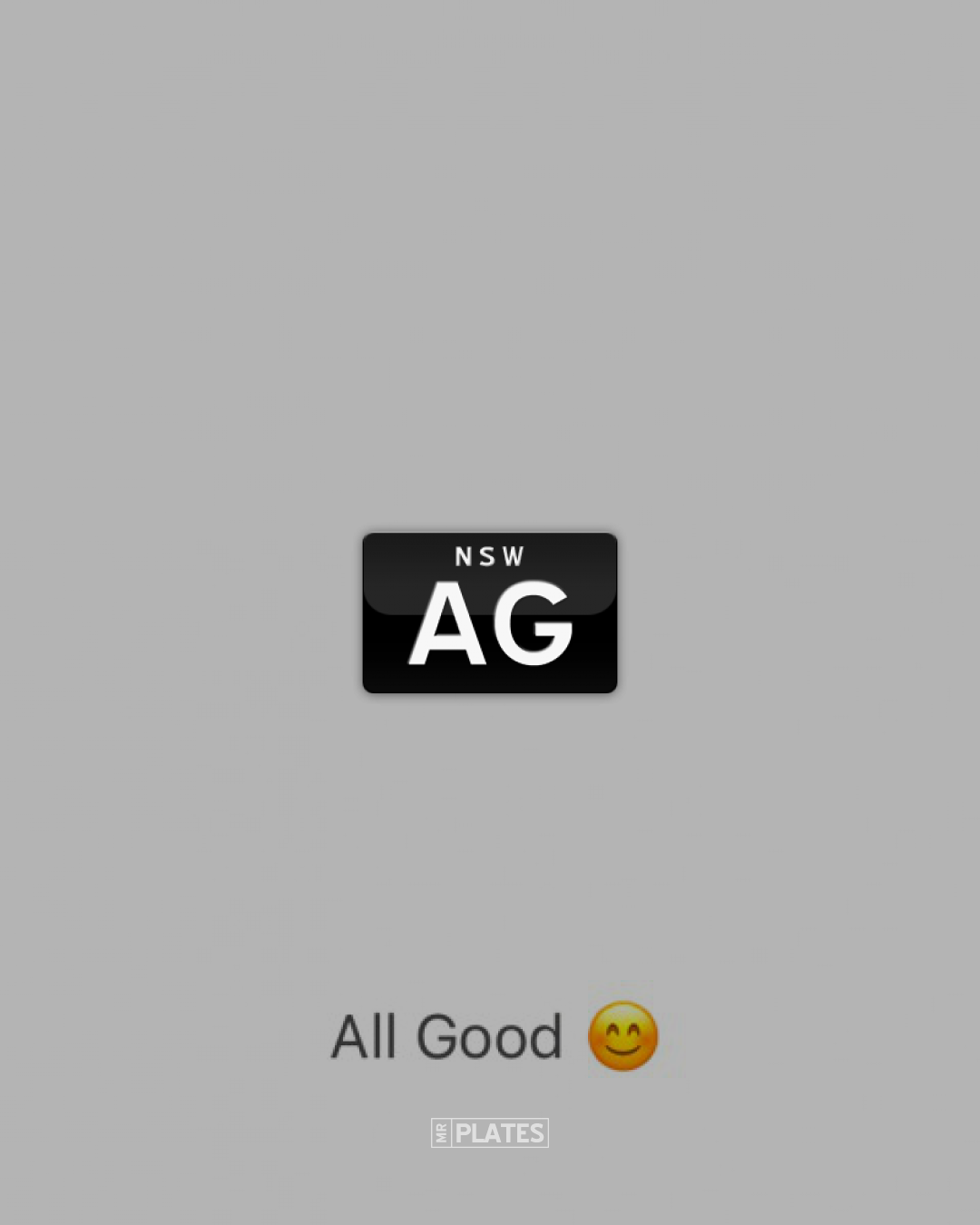 AG Number Plates For Sale, NSW - MrPlates