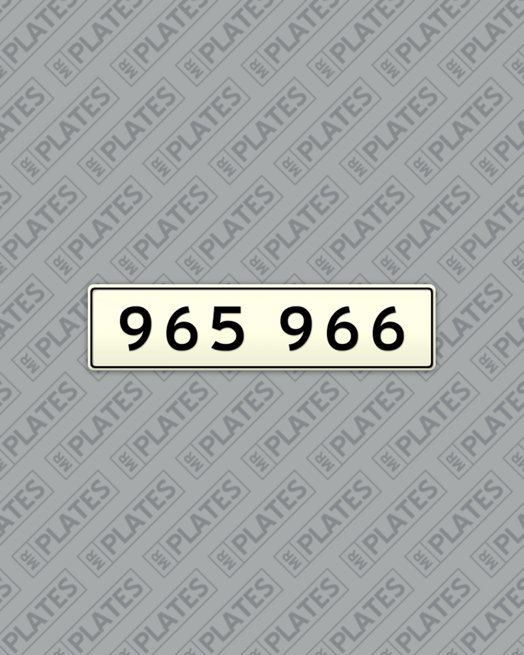 965 966 (Three Digit) Number Plates For Sale, ACT - MrPlates