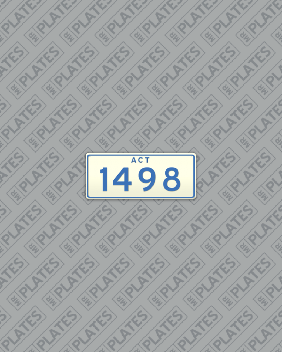 1498 Number Plates For Sale, ACT - MrPlates
