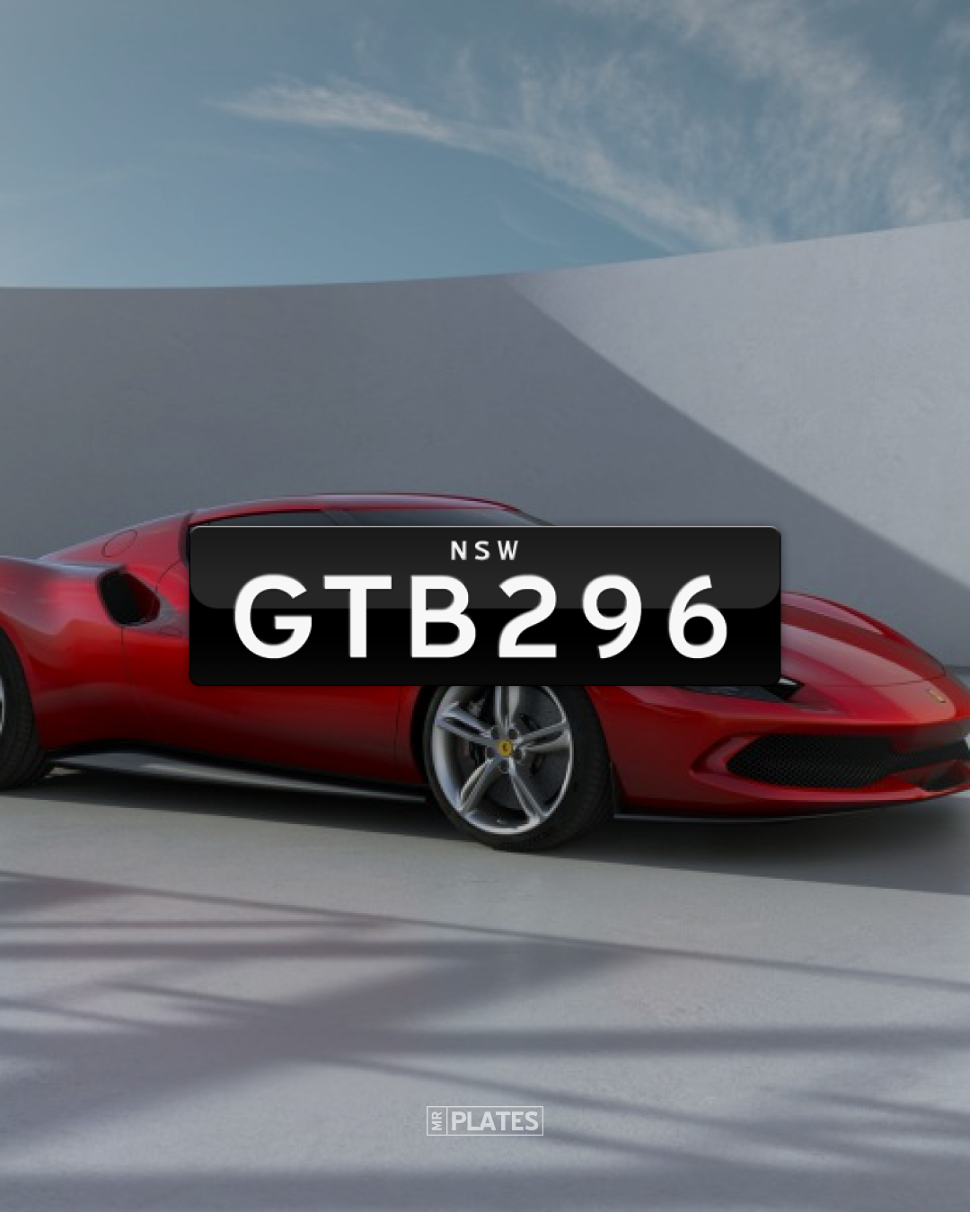 GTB296 (Ferrari 296) Number Plates For Sale, NSW - MrPlates