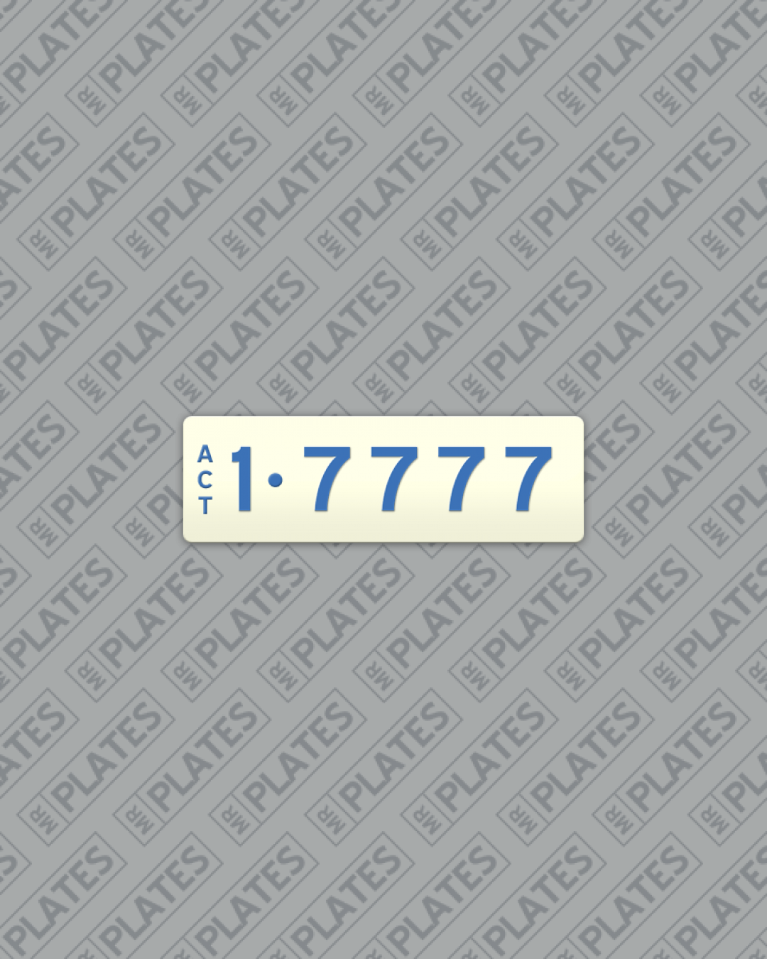 1·7777 (ACT Original Numerical) Number Plates For Sale, ACT - MrPlates